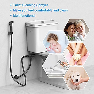 Generic Handheld Bidet Sprayer for Toilet, Bidets for Existing Toilets Adjustable Water Pressure Control with Bidet Hose, Cloth Diaper Bidet Toilet Sprayer for Baby Feminine Wash (Black)