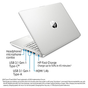 HP Newest 14" HD Laptop, Intel Core i5-1035G1, Intel UHD Graphics, 8GB SDRAM, 256GB SSD, Natural Silver, Windows 10