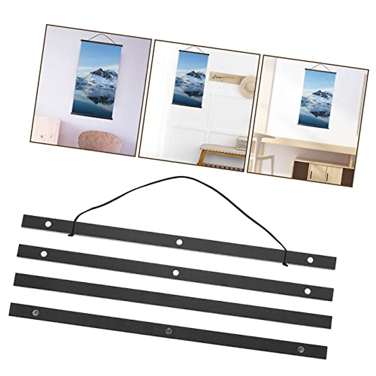 ARTIBETTER 12 Pcs Magnetic Scroll Wall Hanging Poster Holders Magnetic Pictures Magnetic Hanging Frame Artwork Hanger Magnetic Light Hanger Canvas Child Wood Magnetic Attraction Wire Rack