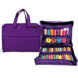 Yazzii 100 Spool Thread Organizer - Thread Holder Organizer - Portable Thread Storage Bag Purple