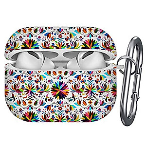 Art-Strap Protective Case, Compatible with AirPods Pro - Shockproof Soft TPU Gel Case Cover with Keychain Carabiner Replacement for Apple AirPods Pro (Mexican Otomi Style)