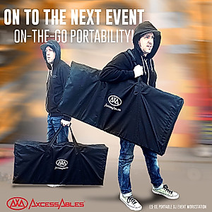 AxcessAbles Portable DJ Facade Booth with Black and White Lighting Scrims, Carry Cases | Standing DJ Table - 40" x 20" | DJ Controller Stand | Recording Mixer Stand| DJ Booth (ES-01)