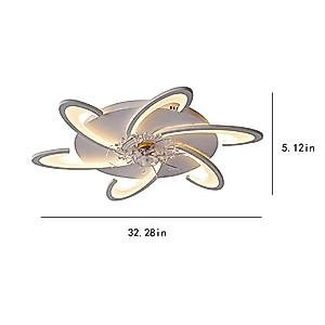 Ceiling Fan with Lights Remote Control, Bladeless Remote Control Ceiling Fans, 32.28" White Ceiling Fan with Light for Bedroom Living Room Kitchen