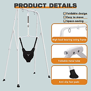 2 in 1 Baby Jumper & Swing, Baby Jumper for Indoor and Outdoor Use, Baby Swing with Foldable Stand, Stable Toddler Swing Set