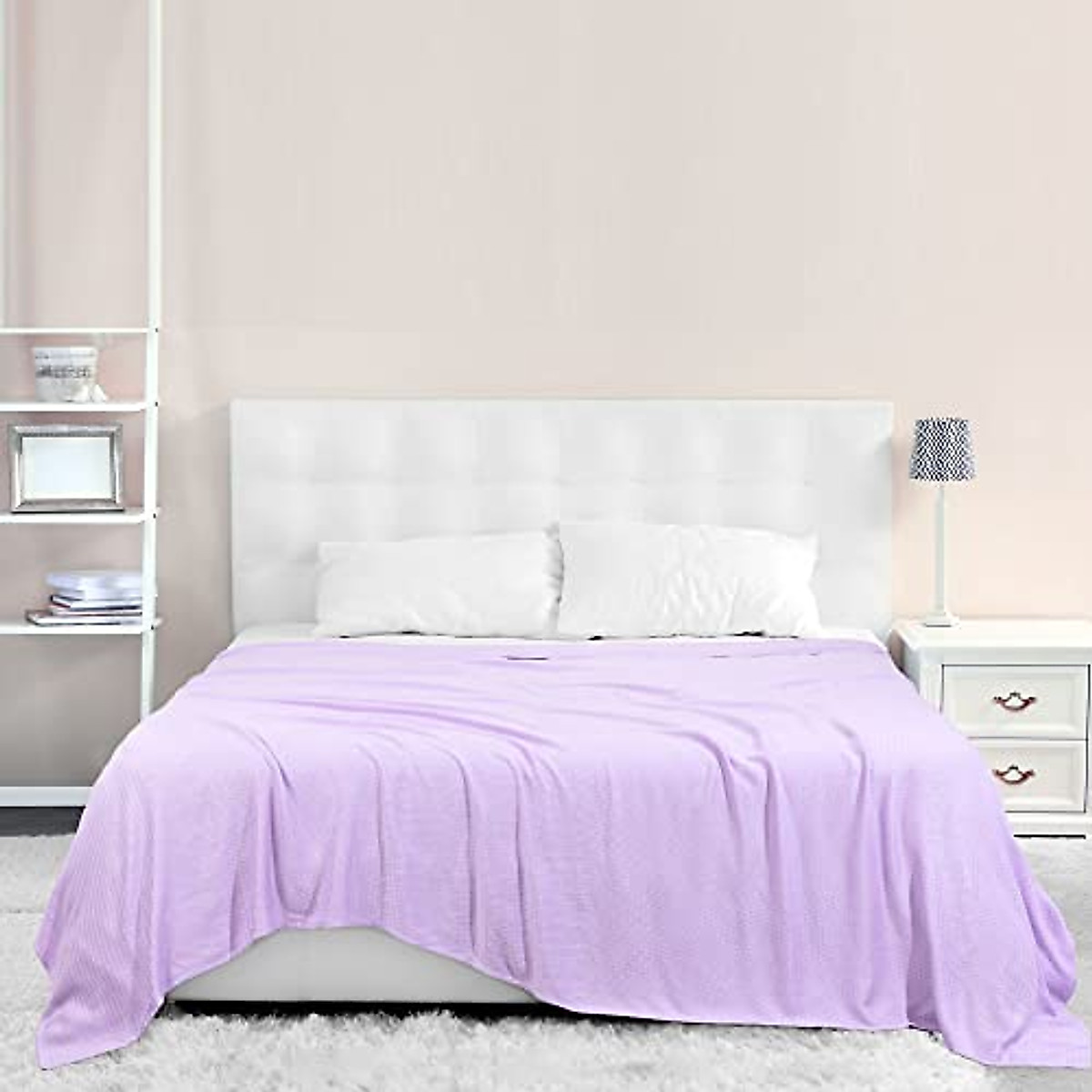 PiccoCasa Cooling Blanket All Seasons Breathable for Hot Sleepers, Soft and Lightweight for Bed, Sofa Thin Blanket Summer Keep Cool Full 79"x90" Lavender