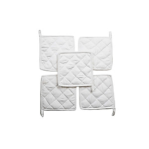 APCOLLECTION Pot Holder 100% Cotton, Machine Washable, Heat Resistant Kitchen Gift Set (Pack of 10 Size 7 X 7 Inch, White)