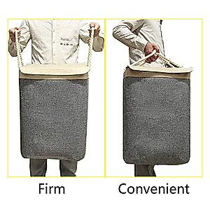 Laundry Basket with Lid & Inner Liner Bag Collapsible Stand Large Hamper for Bedroom Bathroom Dorm, Toys Clothing Organization 77L (Grey) (‎EYH003001)