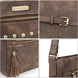 CLUCI Leather Backpack Purse for Women Crossbody Bags Purses for Women, Leather Messenger Tassel Bag