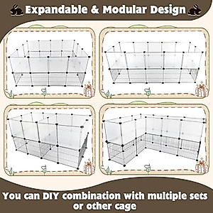 FHTONGE Extra Large Rabbit Playpen Indoor, 11 Sq Ft C&C Guinea Pig Cage Habitat, Small Animal Playpen Raised Guinea Pig Playpen for Chinchilla Hamster Hedgehog Ferret Puppy Kitten Rat Bunny