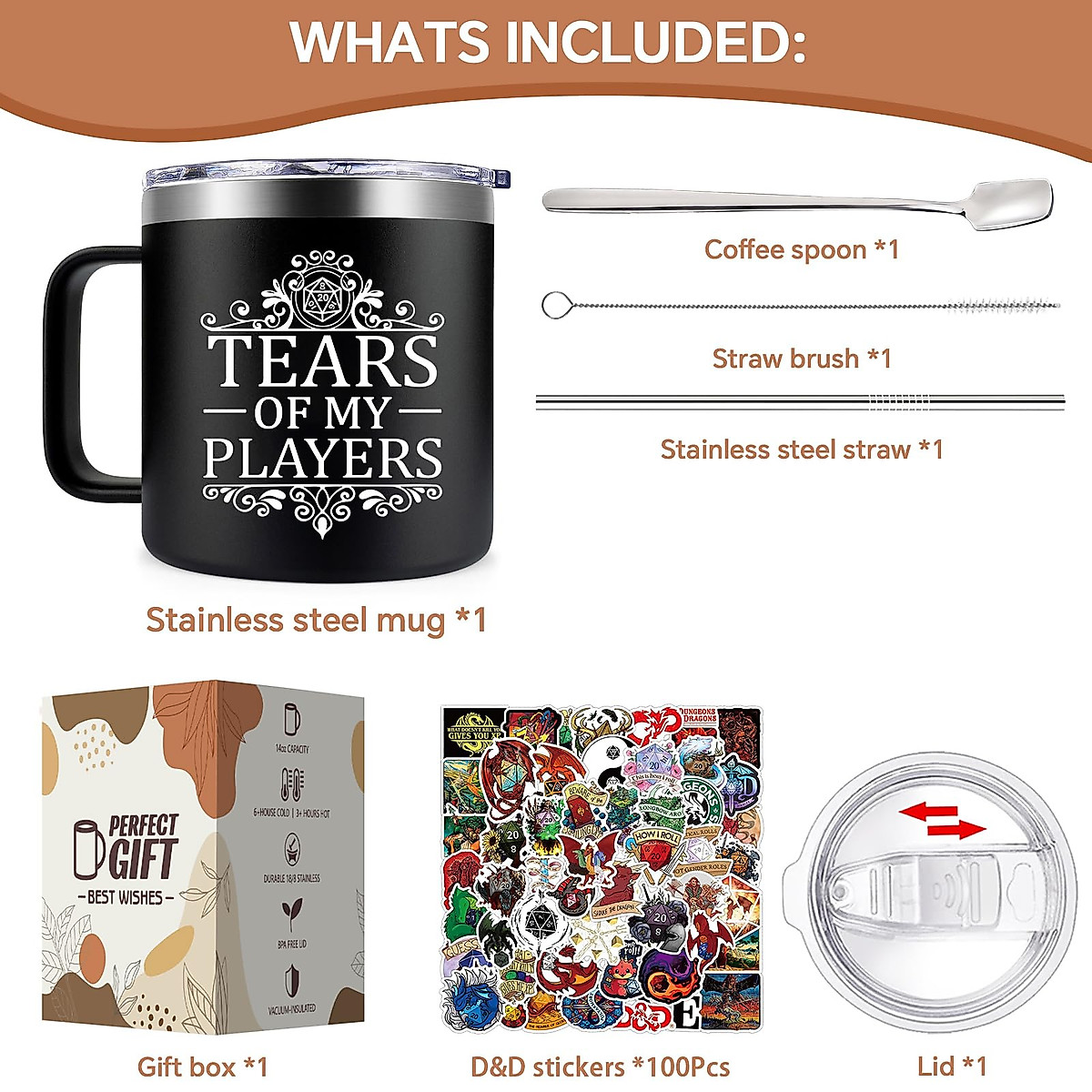 Fufendio Dungeons and Dragons Gifts for Men Women - Tears of My Players Mug 14oz - Dnd Gifts for Brother Friend - Dungeons and Dragons Christmas Gifts Ideas - Dungeon Master Gifts