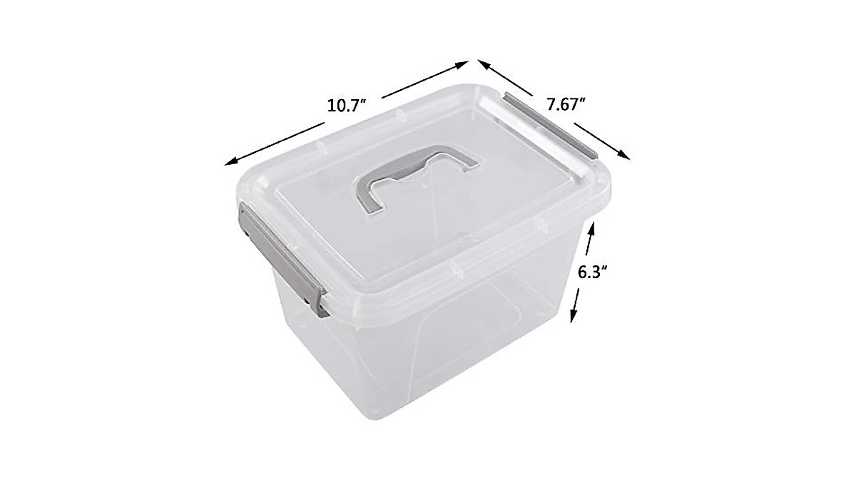 Leendines 5 Quart Storage Box with Lid - Durable Stackable Organizer
