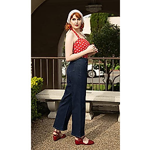 Womens Vintage Jeans Stretch High Rise Wide Legged Casual Office Denim Pants with Pockets Size 16 Size 18