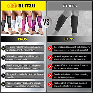 BLITZU Calf Compression Sleeve for Women and Men, Shin Splint Sleeves for Varicose Veins, Nursing, Pregnancy, Running, Footless Compression Socks Support for Calf Muscle Pain Relief Nude XXL