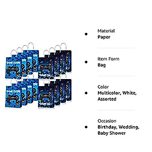 16 Pieces Video Game Party Bags, Gamer Party Favor Goodie Candy Treat Bags with Handle for Kids Boys Video Game Gaming Birthday Party Supplies Decorations