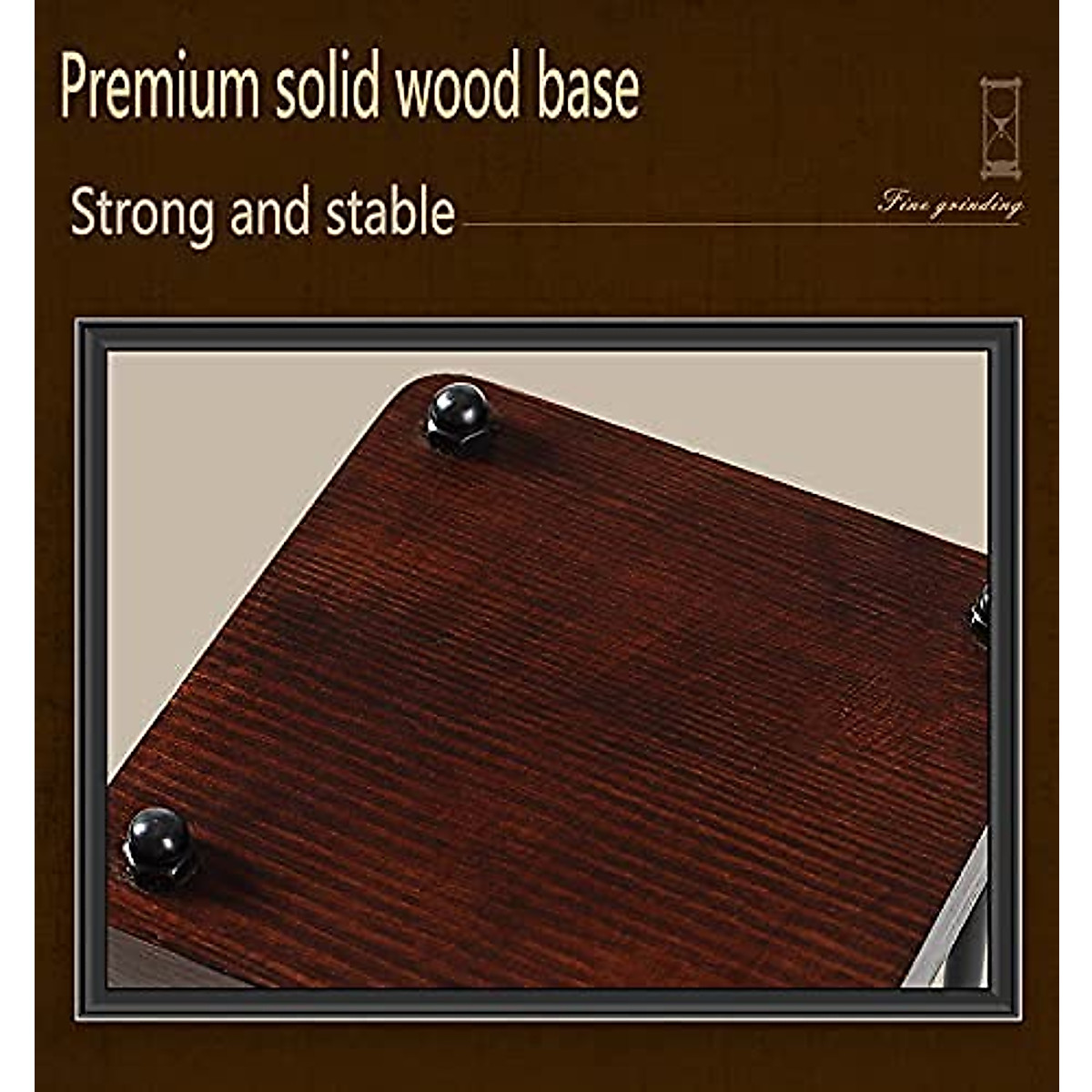 BAWAQAF Square Wood Bottom Glass Hourglass 60 Minutes Time Timer Interesting Home Ornaments Sandglass Kitchen Hour Meter Golden Sand Clock, Black