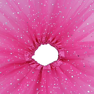 Jastore® Girls Layered Stars Sequins Tutu Skirt Princess Ballet Dance Dress (Rose)