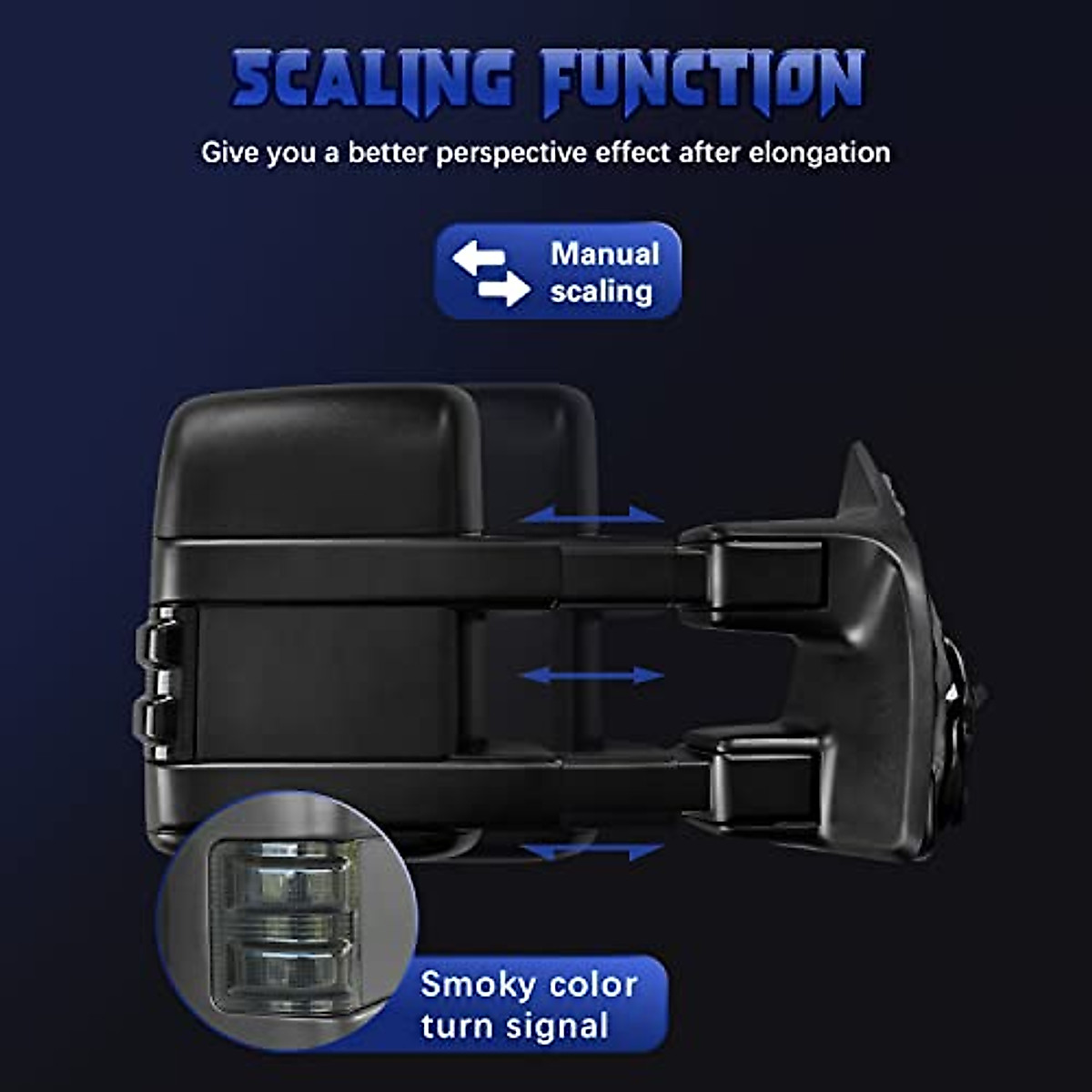 PZ Driver and Passenger Side Tow Mirrors with POWER HEATED,W/SMOKE SIGNAL,BLACK,Replacement Fit for 1999-2007 for Ford for F250 for F350 for F450 for F550 Super Duty