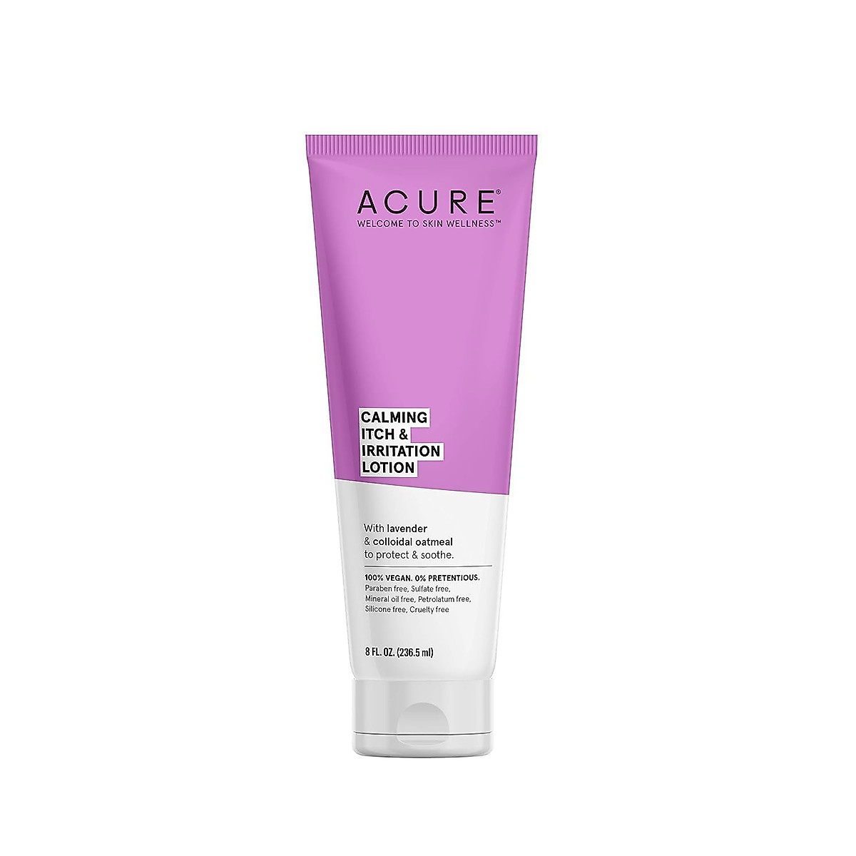 ACURE Calming Itch & Irritation Lotion - Moisturizing Lotion with Colloidal Oatmeal, Cocoa, Shea Butter Blend - Soothing Relief Cream with Lavender Aroma for Irritated Dry Skin - 100% Vegan - 8 Fl Oz