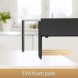 VEHHE Kitchen Towel Holder, Retractable Kitchen Towel Rack, Hooks Adjustable to Door Thickness, Dish Towel Holder with EVA Pad, Over The Door Towel Rack, L10.4~16.9 X W0~1.2 X H2.4 inches (Black)
