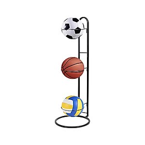 APLRIC Basketball Ball Storage Rack, 3 Tier Cube Ball Storage Holder, Garage Sports Organizer,Indoor Removable Vertical Display Stand for Basketball Football Volleyball