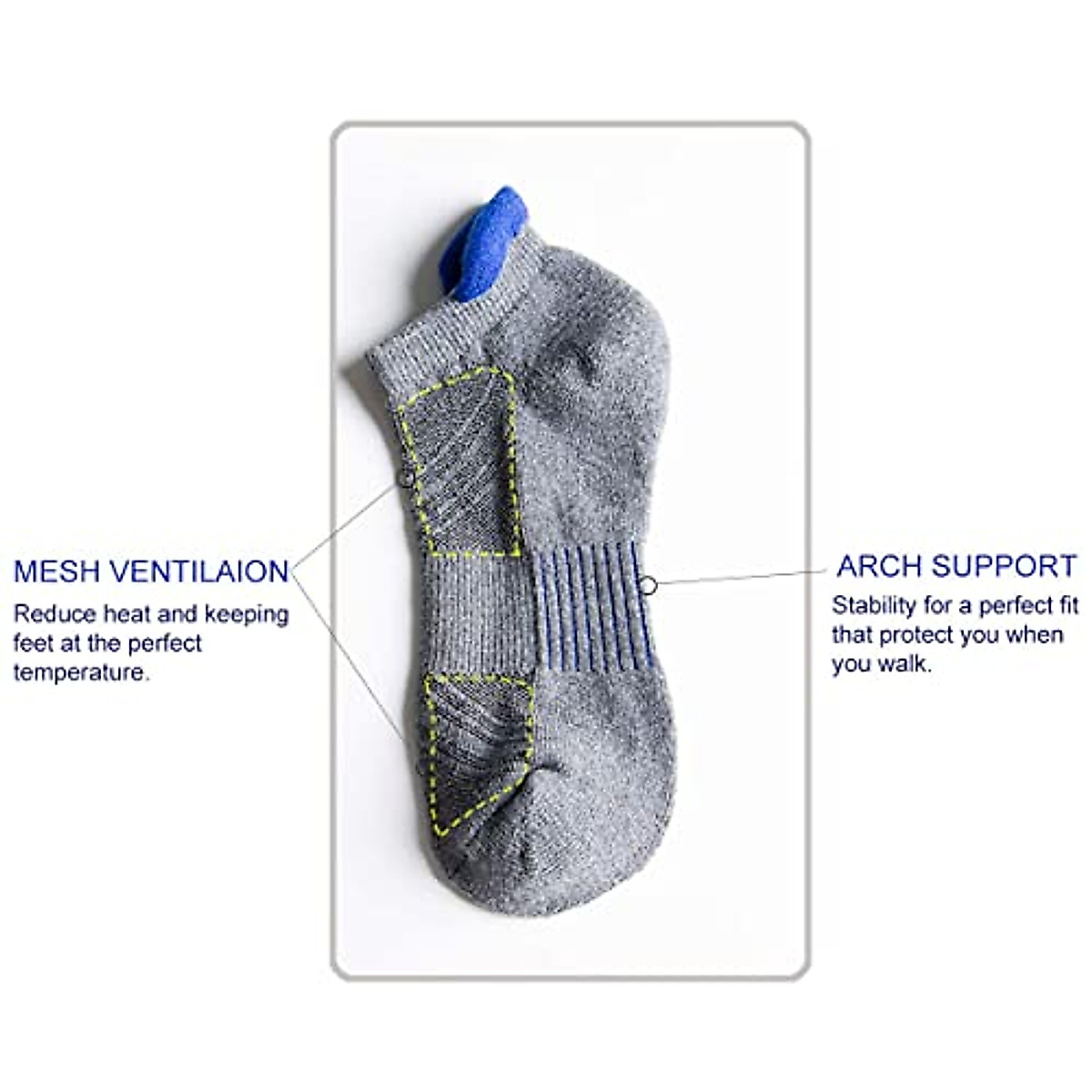 HaloYIYI Mens Ankle Athletic Moisture Wicking Cushion Low Cut Tab Socks,4 Pairs (Navy, 4)