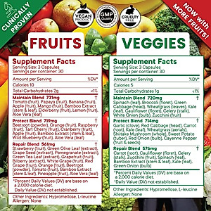 Simply Nature's Promise - Fruit and Vegetable Supplements - 90 Veggie and 90 Fruit Capsules - Made with Whole Food Superfoods, Packed Vitamins & Minerals - Soy Free - Made in The USA