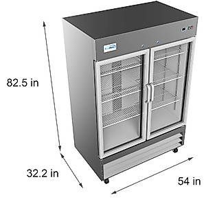KoolMore - RIR-2D-GD 54" 2 Glass Door Commercial Reach-in Refrigerator Cooler with LED Lighting - 47 cu. ft, Stainless Steel