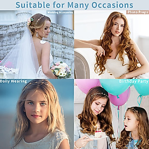 Yxiang 8PCS Crystal Headbands for Women, Pearls Flower Hairbands Fashion Rhinestone Headband Gold Sliver Metal Decorative Headpiece Headdress Kid Girl Women Bride