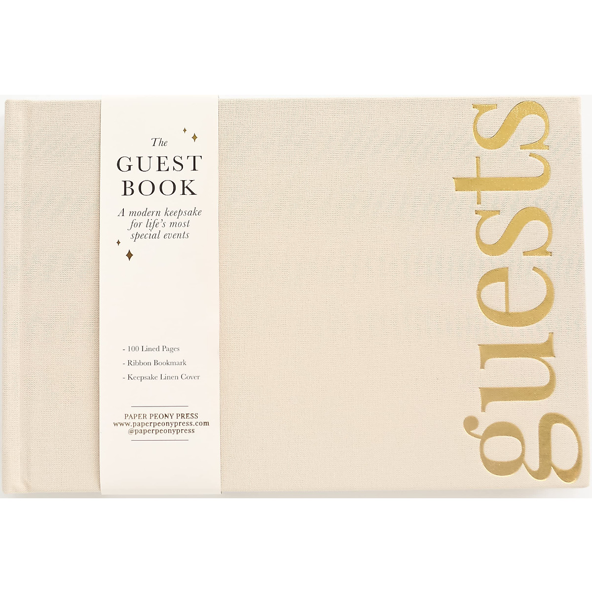 Guest Book: Beautiful Keepsake for Life’s Special Events - Sign In Book for Wedding Reception, Baby Shower, Funeral and Vacation Home - 100 Pages, Ribbon Bookmark and Gold Foil