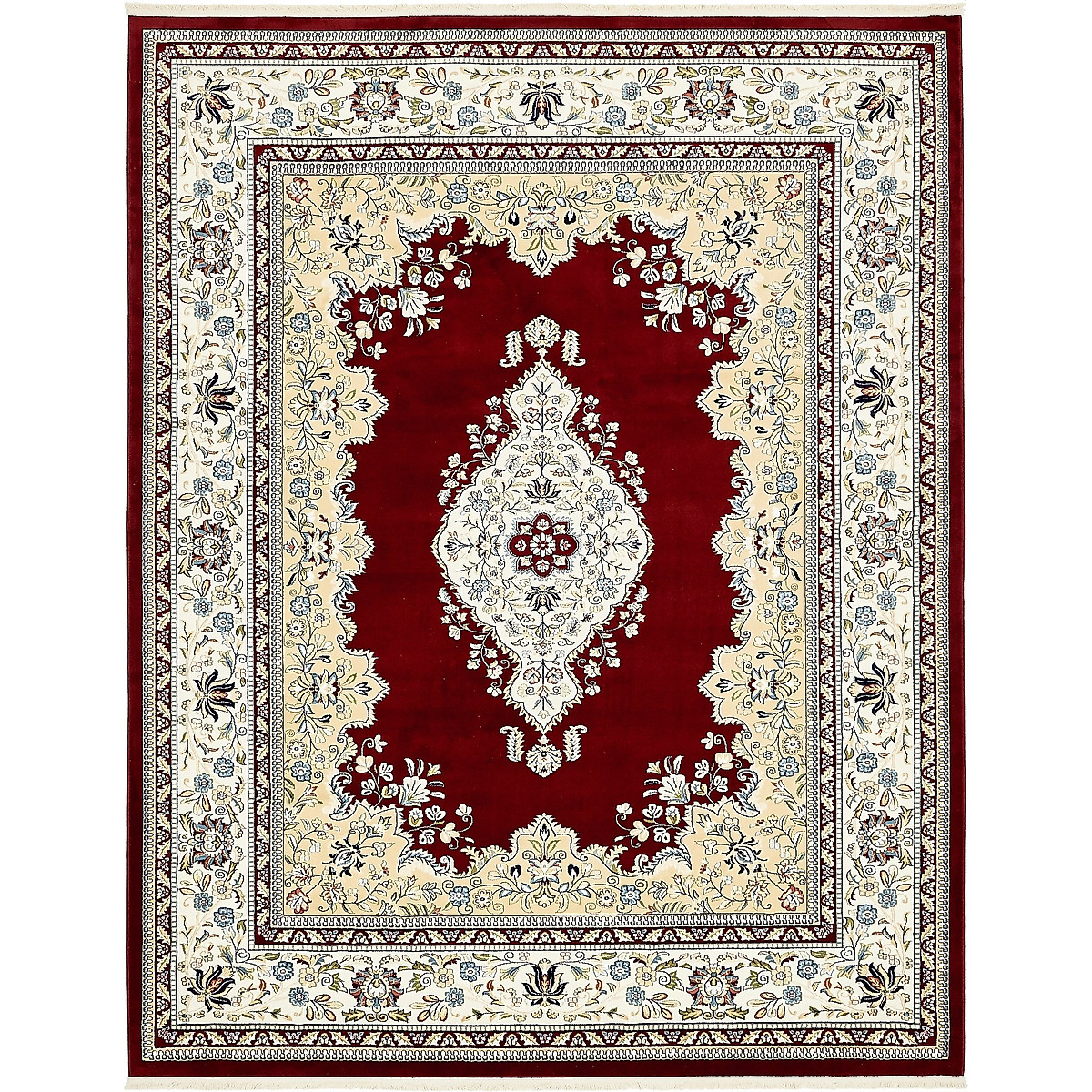 Unique Loom Narenj Collection Classic Traditional Medallion Textured Design Area Rug, 8' x 10' Rectangle, Burgundy/Blue