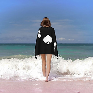 ADOSIA Ace of Spades Poker Beach Towel 32x52in Oversized Soft Absorbent Beach Towel