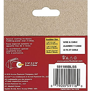 Arrow 591189BLSS Genuine T59 Stainless Steel 5/16-Inch by 5/16-Inch Insulated Staples for Cable and Wiring, Black, 300 Count