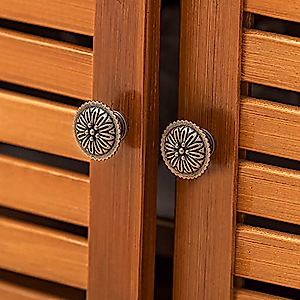 QQXX Bamboo Shoe Cabinet,Rustic Entryway Shoe Storage Cabinet Shoe Rack Cabinet,Shoes Cabinet with Doors and Drawer,Farmhouse Shoe Organizer for Hallway Bedroom Closet(26 * 13 * 45", Brown)