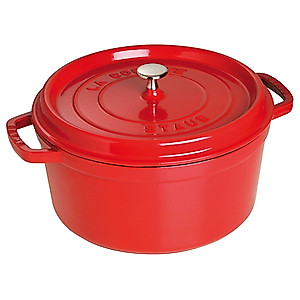 Staub Cast Iron 7-qt Round Cocotte - Cherry, Made in France