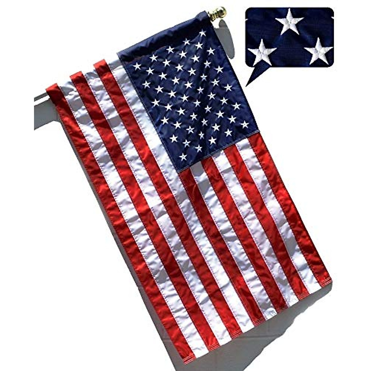 US Flag Factory - 2.5x4 FT American Flag (Sleeved) (Embroidered Stars, Sewn Stripes) - Outdoor SolarMax Nylon - 100% Made in America