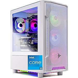 Skytech Gaming Skytech Archangel Gaming PC Desktop – Intel Core i5 12400F 2.5 GHz, NVIDIA RTX 4060 Ti, 1TB NVME SSD, 16GB DDR4 RAM 3200, 650W Gold PSU, 11AC Wi-Fi, Windows 11 Home 64-bit,White