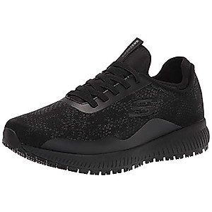 Skechers Women's Slip on Athletic Food Service Shoe, Black, 11