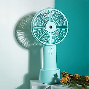 Portable Hand held Misting Fan, Small Personal USB Rechargeable Battery Operated Spray Fan Mister with 20ml Water Tank Mist Lash Fan Quiet 3 Speed Strong Cooling Wind for Travel Office Outdoors B