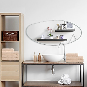 BST FURNH Irregular Wall Mirror, 20'x20 Wavy Asymmetrical Frameless Design for Bathroom, Bedroom, Living Room & Entryway – Modern Decorative Wall Mirror