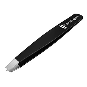 Tweezers Set - Tweezer Guru Stainless Steel Slant Tip Eyebrow Tweezers Set - Great Precision for Facial Hair, Ingrown Hair, Blackhead and Splinter Remover (4-Pack)