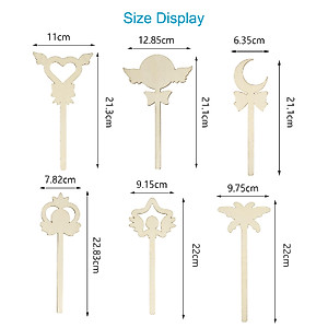 KATOOM Princess Fairy Wands Kit,12 Pcs Unfinished Wooden Fairy Wands DIY Art Craft Magical Wand for Kids Girls Birthday Christmas Decoration Costume Role Play