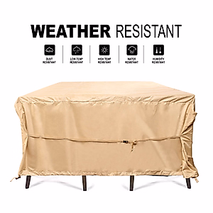 Patio Furniture Sectional Set Covers Large Water Resistant Outdoor Furniture Set Covers Loveseat Covers Beige 112" L x 98" W x 28" H