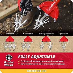 Garden Weasel Rotary Cultivator & Hand Tiller - 2-in-1 | Aerate, Weed, Cultivate, Plant, Reseed | Lawn Reseeding Garden Tool, Garden Soil Loosener | 91206