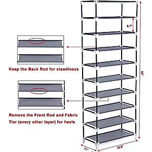Mekek Shoe Rack Closet, 9 tiers Shoe Rack With Dustproof Cover Closet Shoe Storage Cabinet Organizer Brown