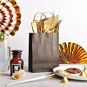 AWELL Mini Size Black Paper Bag with Handle Party Favours Bag 6x4.5x2.5 inch for Wedding Birthday Baby Shower Recycled Bag, Pack of 24