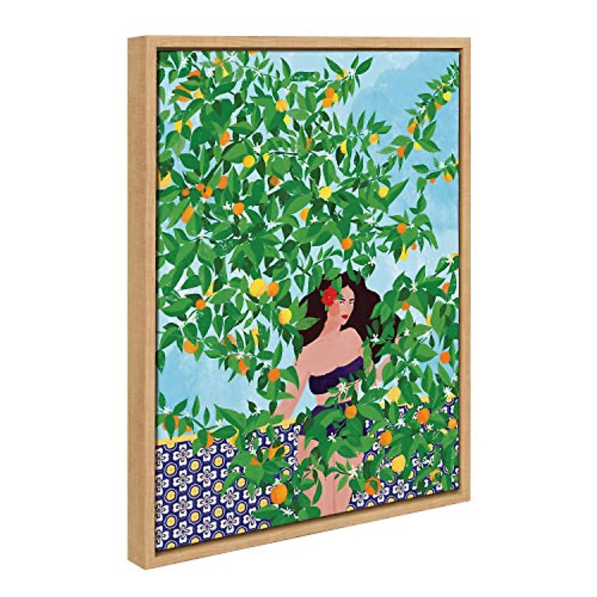 Kate and Laurel Sylvie Sevilla Girl Framed Canvas Wall Art by Maja Tomljanovic, 18x24 Natural, Relaxing Nature Art for Wall