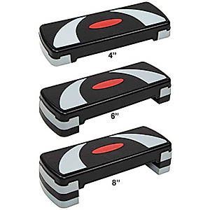 Signature Fitness Adjustable Workout Aerobic Stepper Step Platform Trainer, 31-Inch, Black/Gray