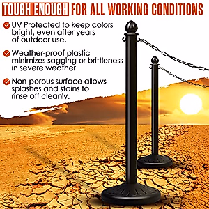 Houseables Plastic Chain, Link Fence, Safety Barrier, 124 Foot, Black, 2” Links, Light Weight, UV Protected, Barrier, Barricade, Accessory for Crowd Control, Queue Line, Decoration