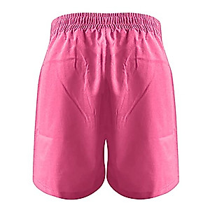 Vifucz J-L73 Hot Pink Teen Girls Loose Fit Shorts Gauze Linen Pants Shorts Lounge High Waisted Flared Bell Bottom Boot Cut 2023 BJ 5XL