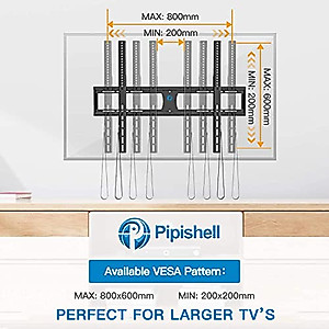 Pipishell Low Profile Fixed TV Wall Mount Bracket Ultra Slim for Most 42-90 Inch LCD OLED QLED 4K Plasma Flat Curved Screen TVs up to132lbs Max VESA 800x600mm, Fits 16", 18", 24" Wood Studs